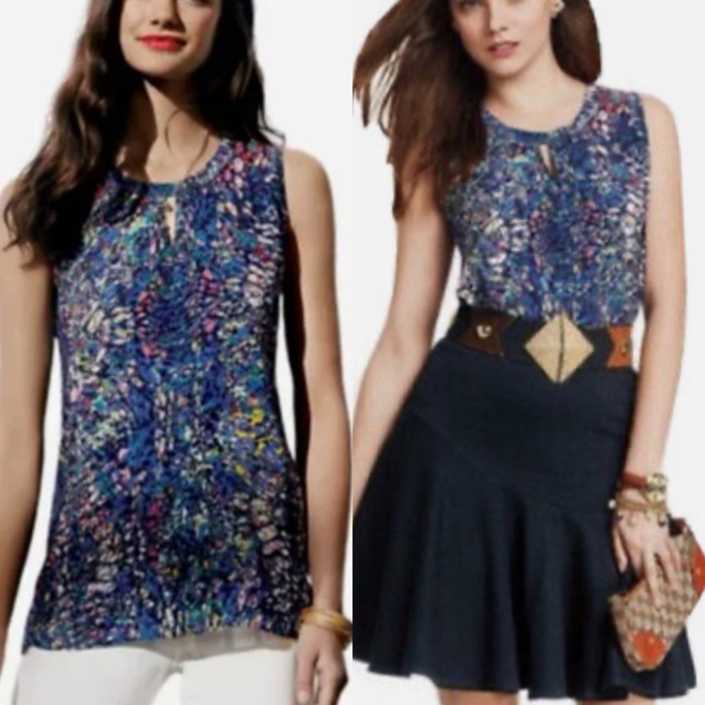 Cabi Stained Glass Sleeveless Key Hole Blouse S Purpl… - Gem